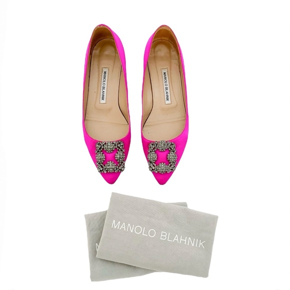 Manolo Blahnik | Shoes | Manolo Blahnik Hangisi Hot Pink Magenta Satin ...